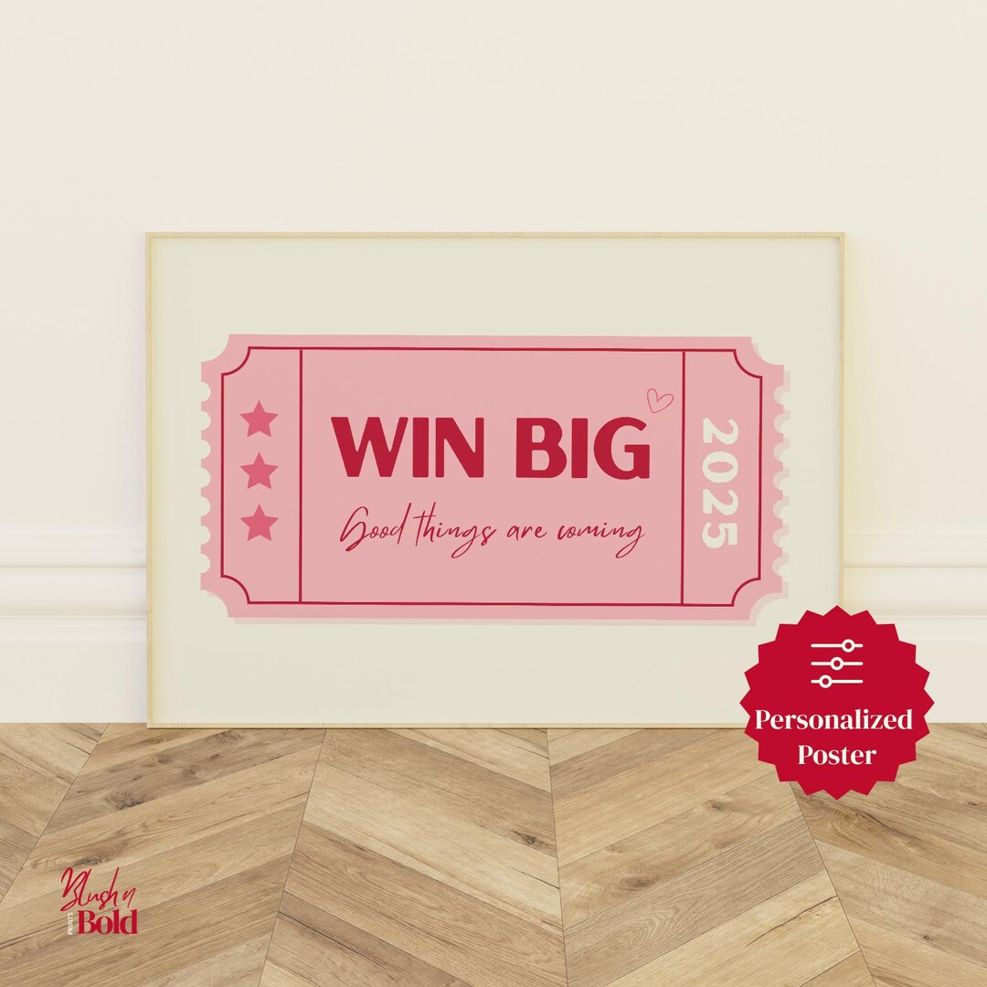 Personalized Motivational Ticket – Custom Quote Poster, Pink Wall Art ...