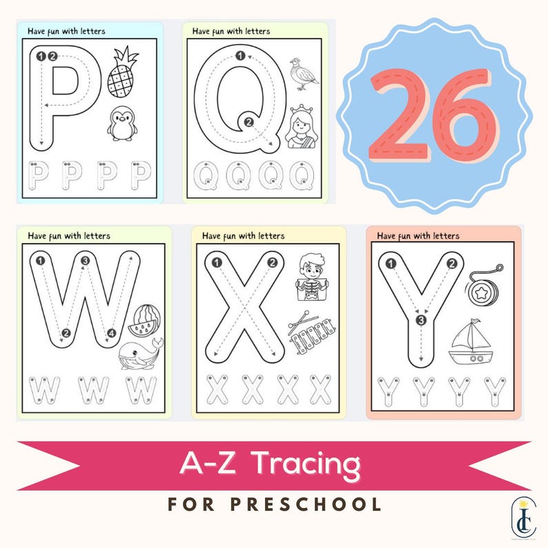A-Z Alphabet Tracing Worksheets Fun Handwriting Practice With Crayons ...