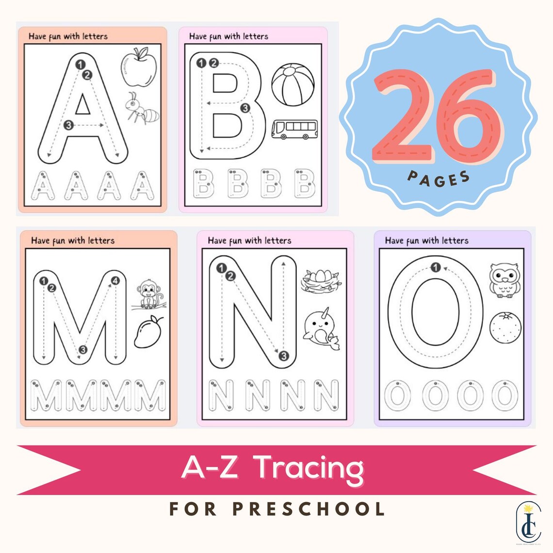 A-Z Alphabet Tracing Worksheets Fun Handwriting Practice With Crayons ...