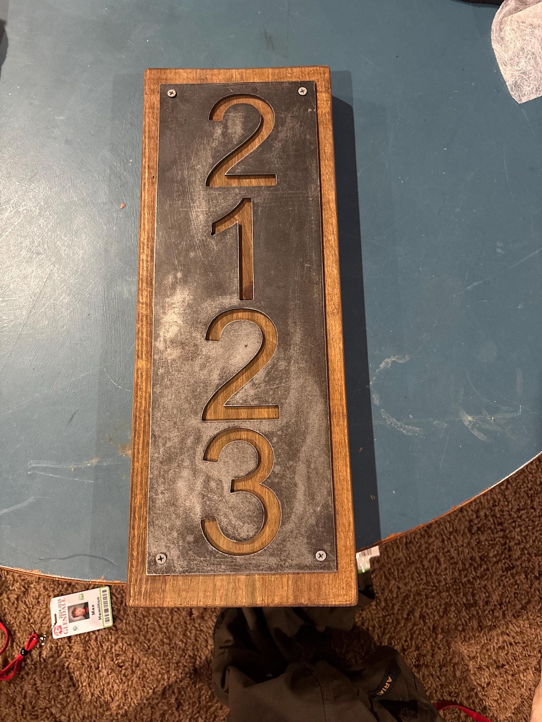 Custom Metal House Number Sign-metal Sign Wooden Background-modern ...
