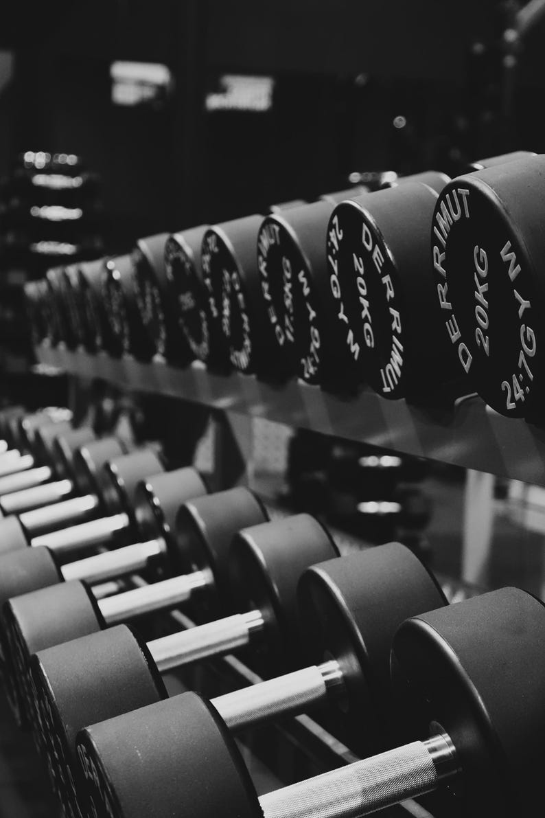 Black and White Gym Print – Dumbbell Rack Digital Download, Fitness ...