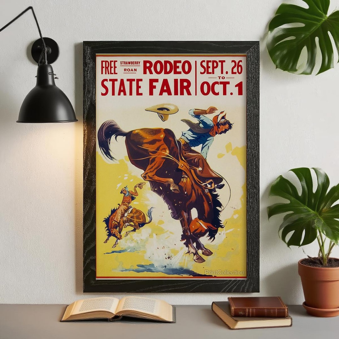 State Fair Rodeo, Cowboy 1930s Vintage Poster, Cowboy Art, HD Canvas ...