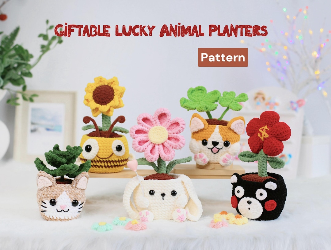 Giftable Lucky Animal Planters| Housewarming Gift| Amigurumi Beginner ...