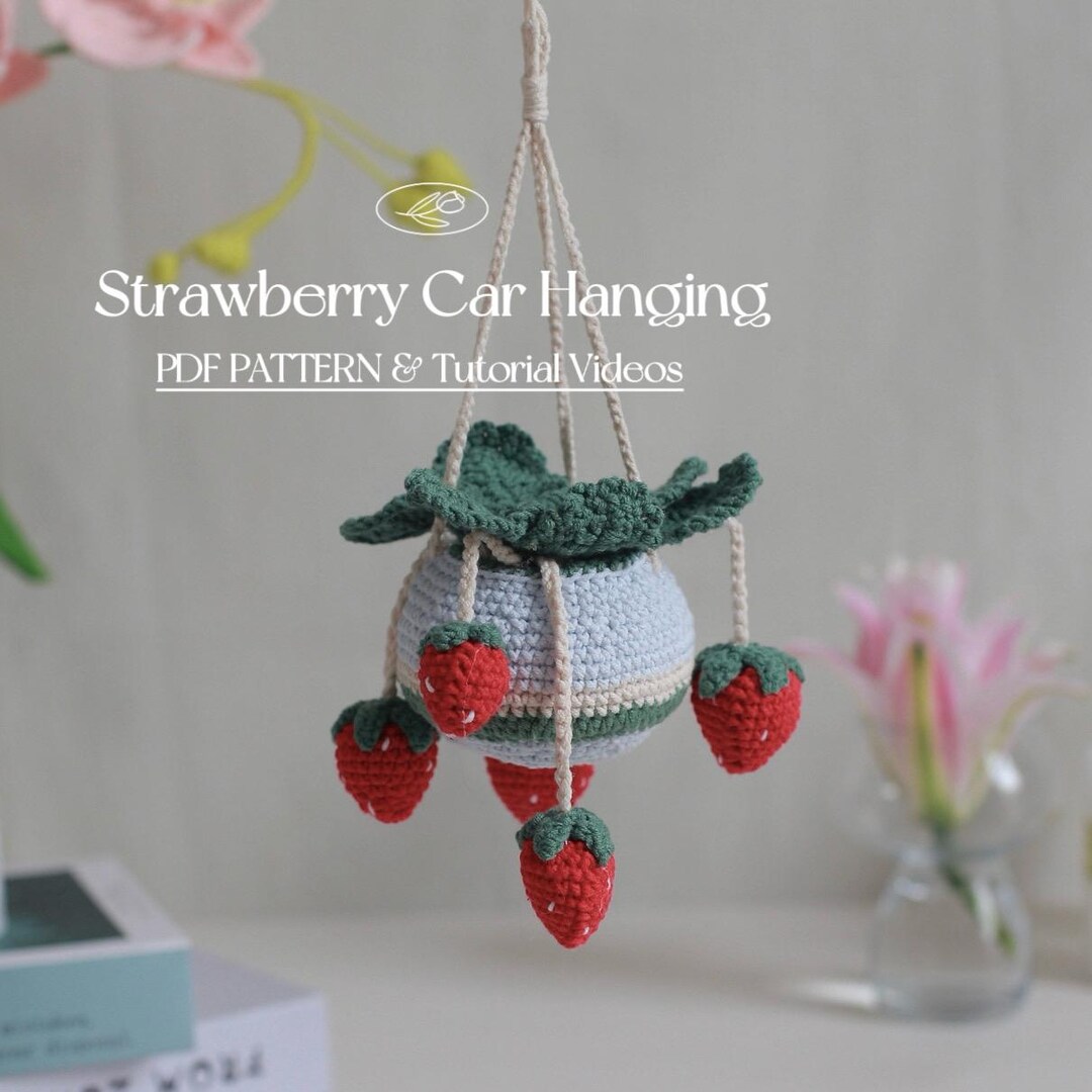 Crochet Strawberry Car Hanging Pattern: Beginner-friendly PDF - Etsy