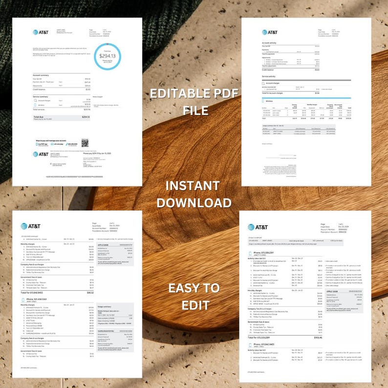 AT&T USA Utility Bill Template 2025 – Editable and Instant Download ...