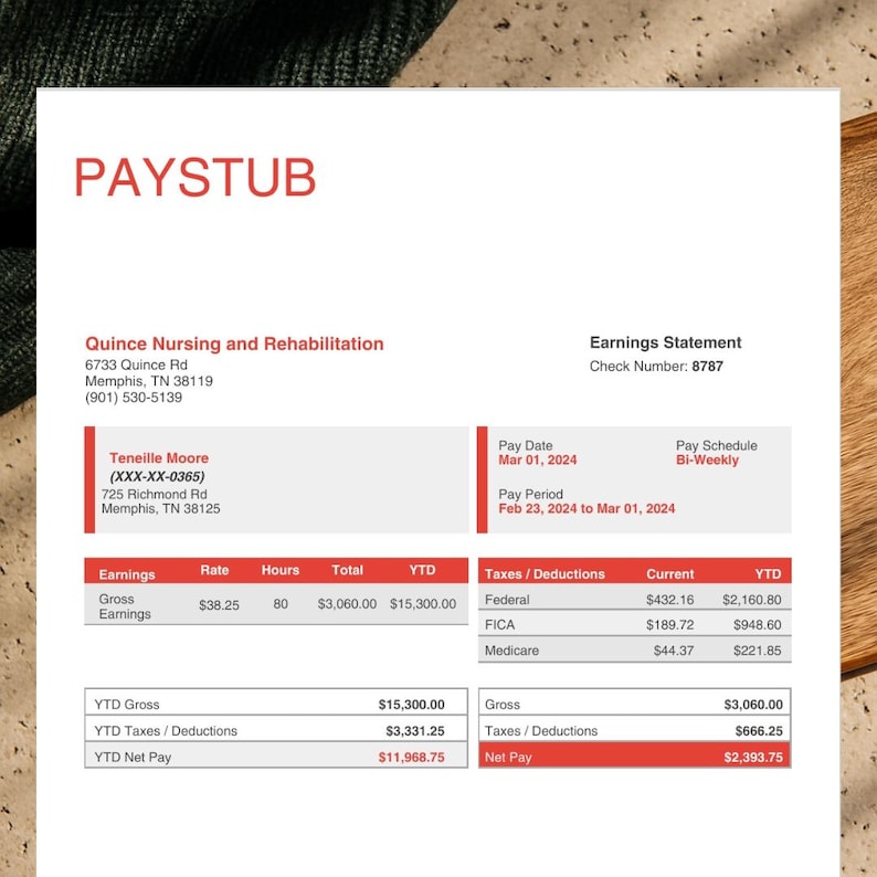 Employee Payslip | Salary Slip | Paystub | USA Payslip | UK Payslip ...