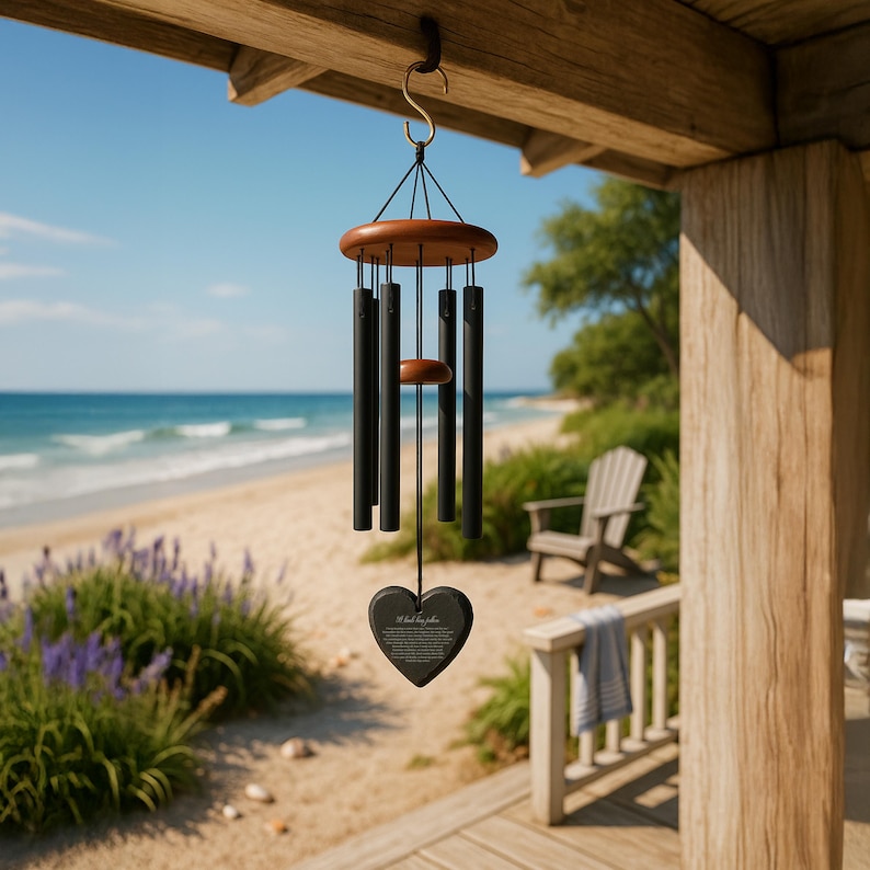 Custom Memorial Wind Chime With Stone Sail, Personalized Tribute ...