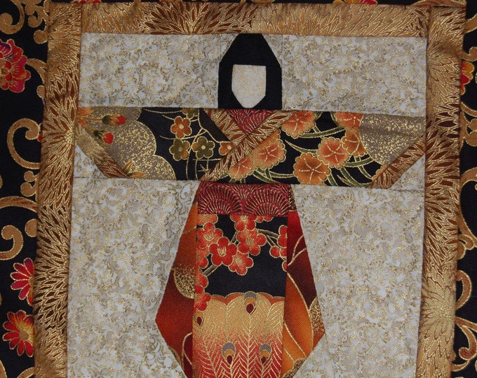 Red and Gold Asian Fabric Geisha Wall Hanging Quilt - Etsy
