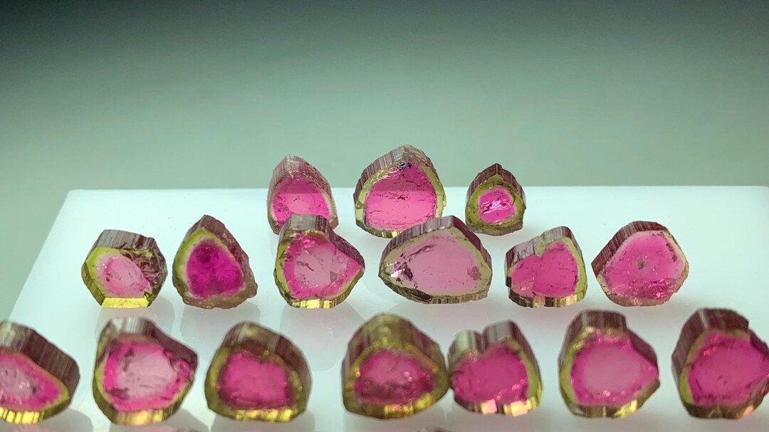 46.40 Ct Well Polished Watermelon Tourmaline Slices From Afghanistan - Etsy