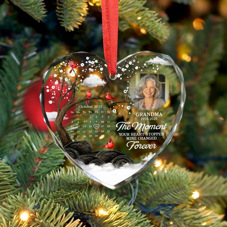 Personalized Memorial Glass Ornament, the Moment Your Heart Stopped ...
