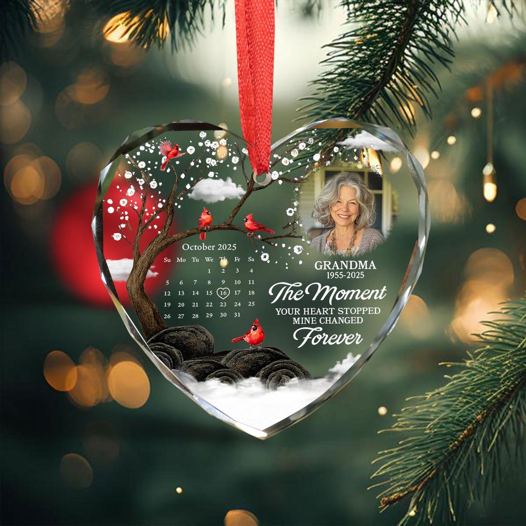 Personalized Memorial Glass Ornament, the Moment Your Heart Stopped ...