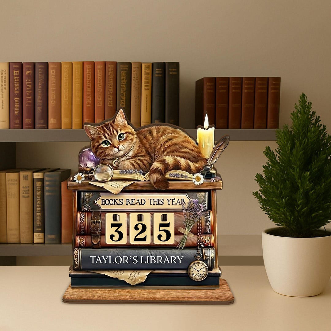 Personalized Cat Library Books Read This Year Tracker, Dark Academia ...
