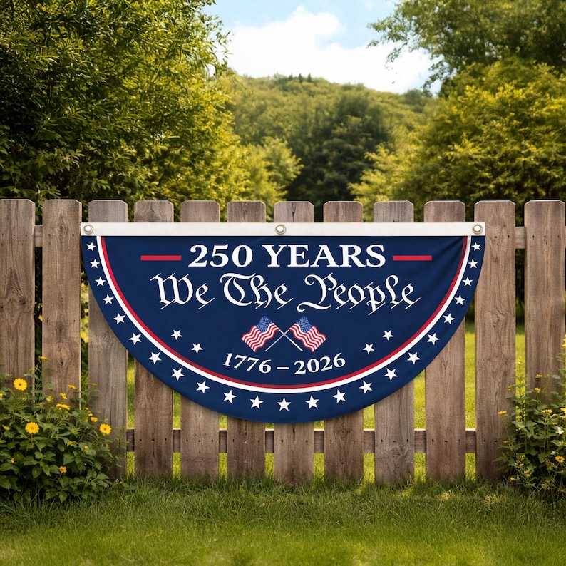 USA Semiquincentennial Banner,1776-2026 Patriotic Fence Decor, We the ...