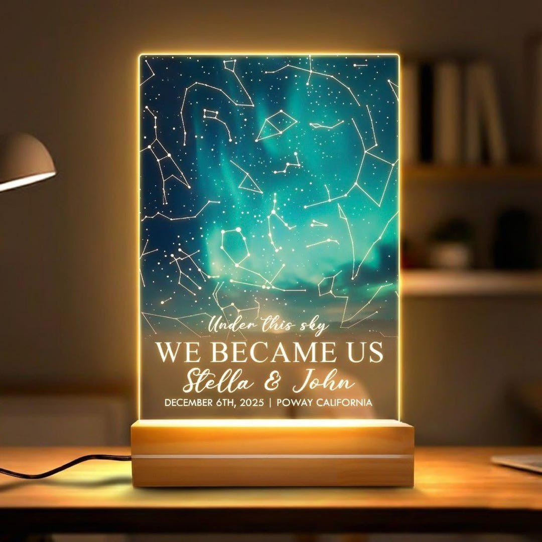 Custom Star Map Night Light, Personalized Night Sky Gift, Engagement ...