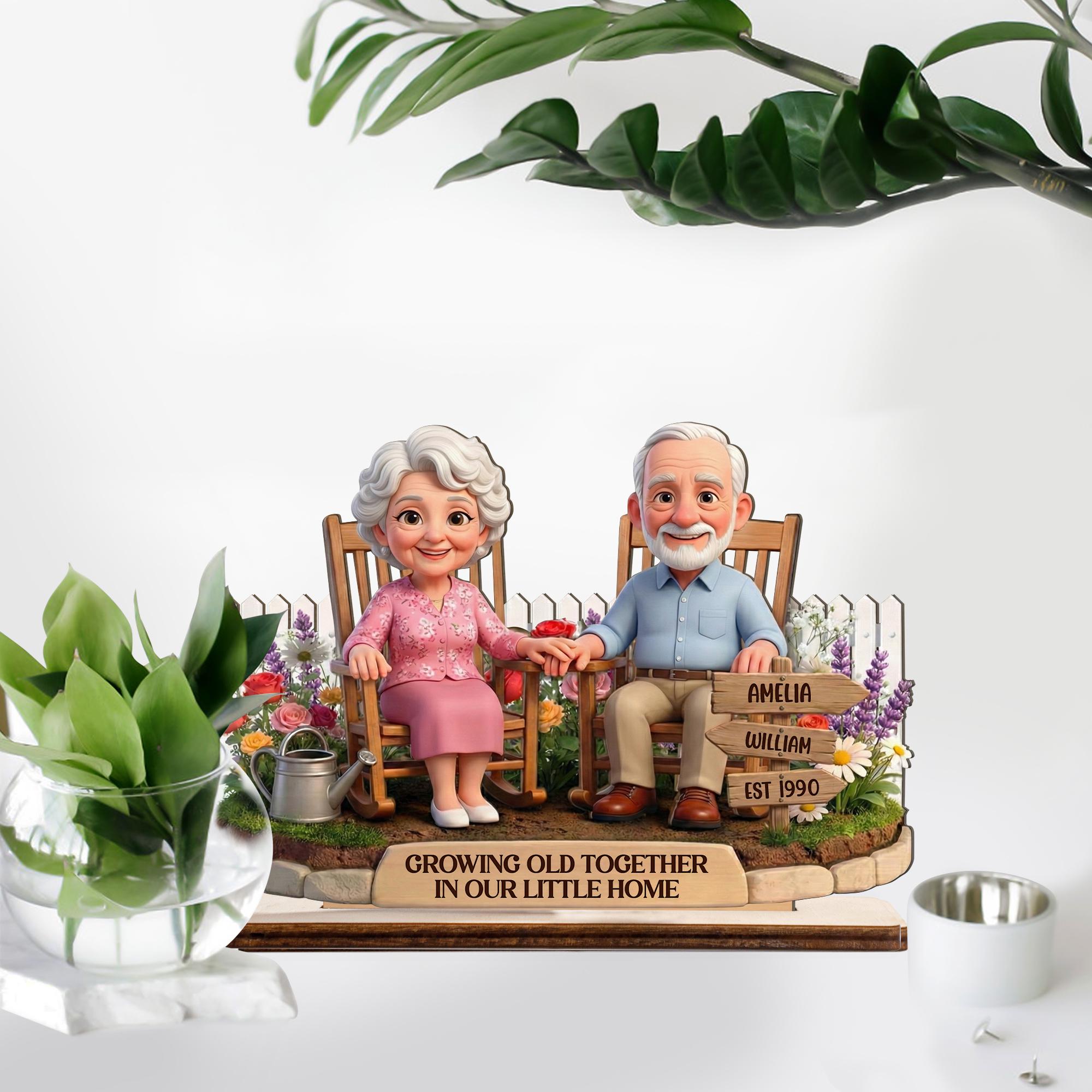 Personalized Couple Photo Wooden Plaque, Rustic Garden Scene, Custom ...