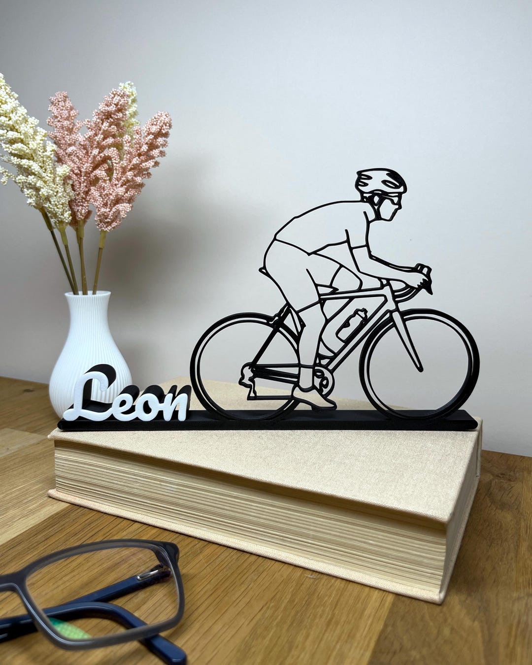 Personalized Road Cyclist Gift | Custom Name Bike Statue | Minimalist ...