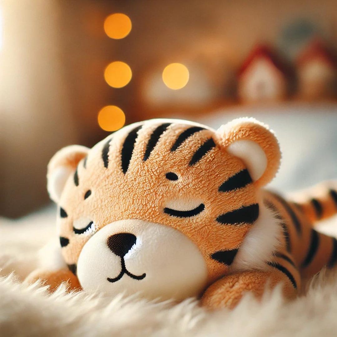 Cute Sleeping Tiger Plush, Soft Fluffy Stuffed Animal, Cozy Nap ...
