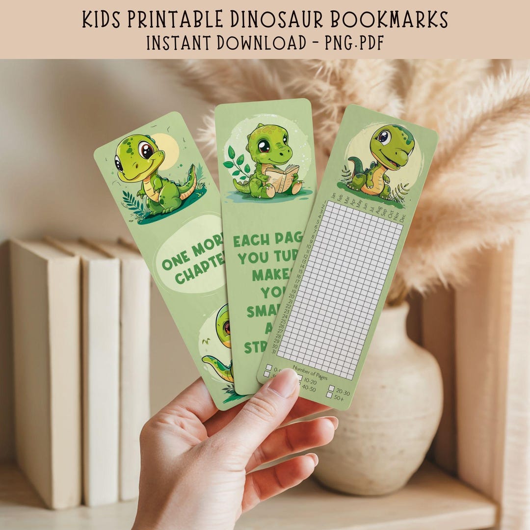 Printable Dinosaur Bookmarks for Kids | Cute Dino Reading Tracker ...