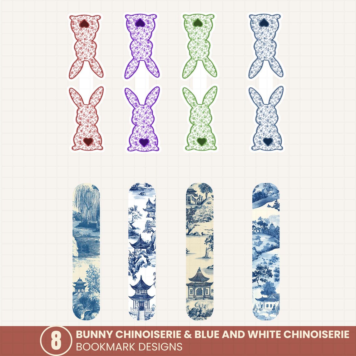 31 Magnetic Bookmarks SVG Bundle: Chinoiserie, Bible Verses (digital ...