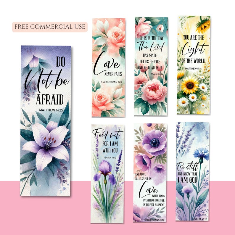 39+ Bible Verse Floral Bookmark Bundle | Christian Printable Bookmarks ...
