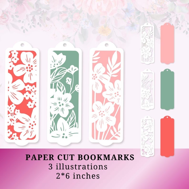 18 Boho Floral Bookmark SVG Bundle, Booktok Paper Cut Bookmarks, 3D ...