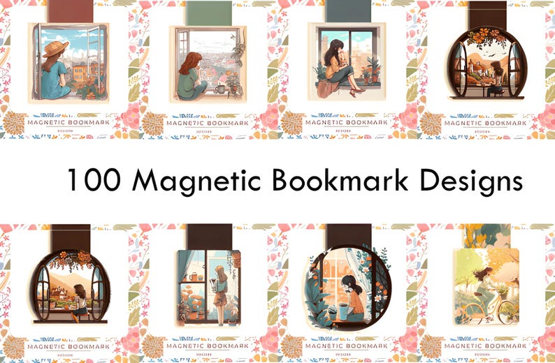 100 Magnetic Bookmark SVG Bundle | Digital Download | Bookmark Magnetic ...