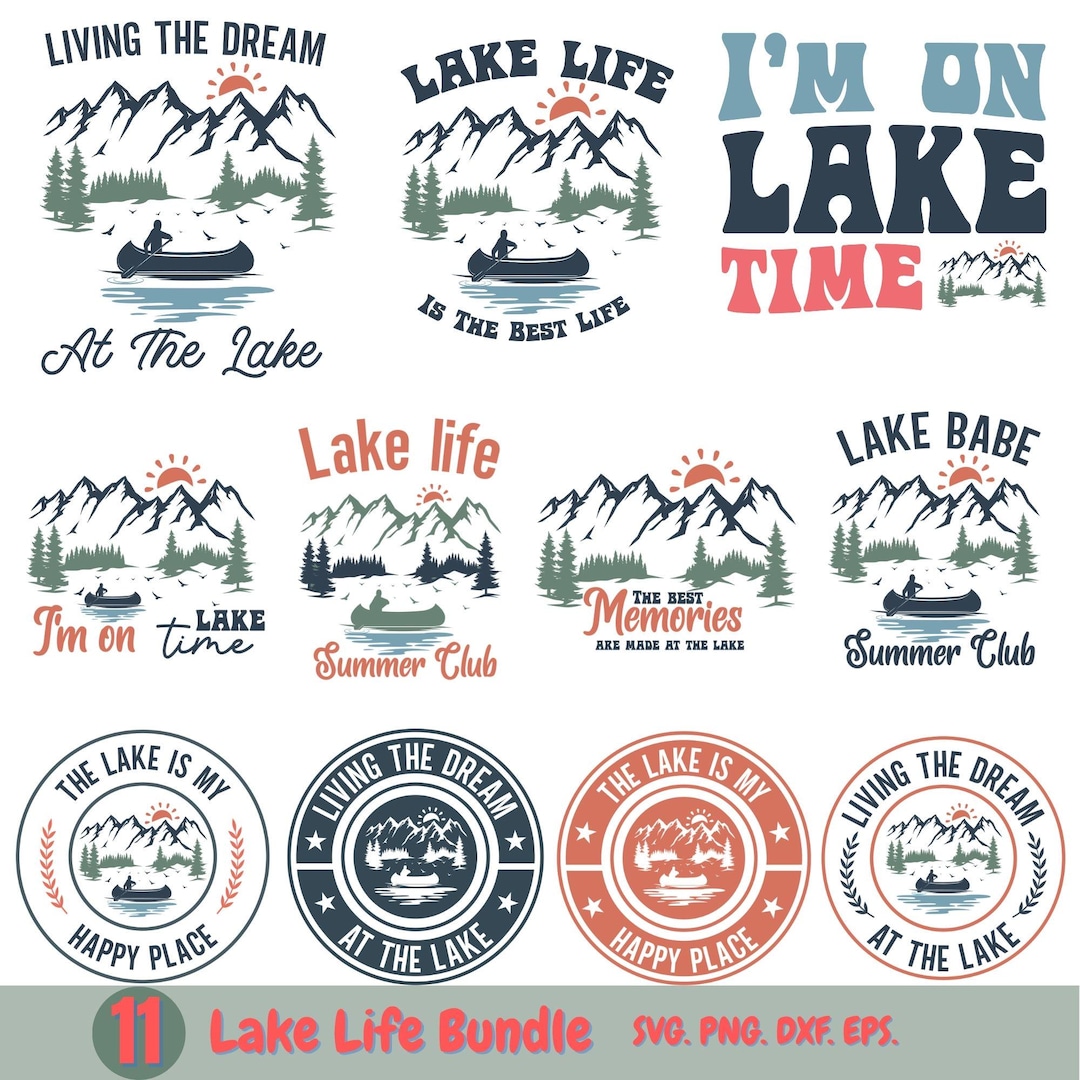 Lake Life SVG Bundle: Mountain & Nature Designs (digital Download, 11 ...