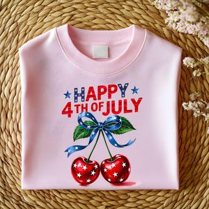 4th of July Coquette Cherries PNG | Patriotic Cherry Clipart | Cherry ...