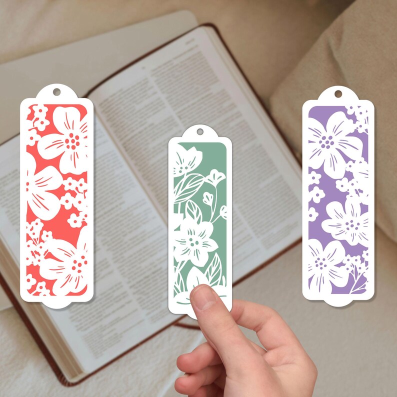 18 Boho Floral Bookmark SVG Bundle, Booktok Paper Cut Bookmarks, 3D ...