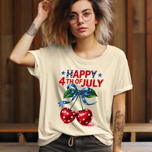 4th of July Coquette Cherries PNG | Patriotic Cherry Clipart | Cherry ...