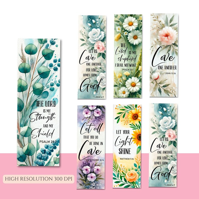 39+ Bible Verse Floral Bookmark Bundle | Christian Printable Bookmarks ...