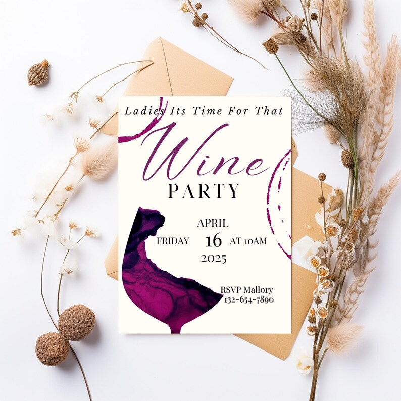 Custom Wine Party Invitation - Elegant Wine Tasting Invite ...