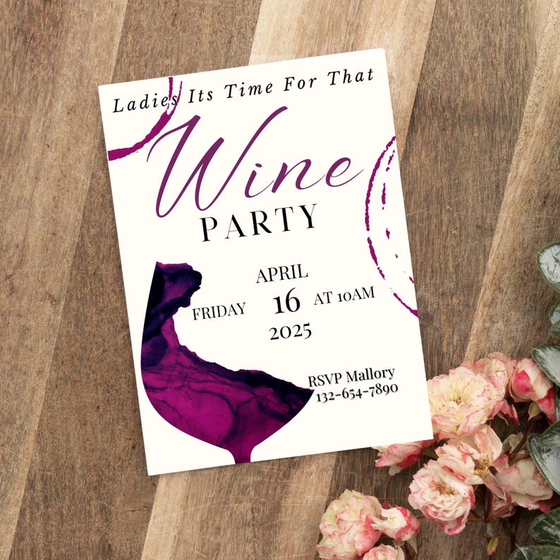Custom Wine Party Invitation - Elegant Wine Tasting Invite ...