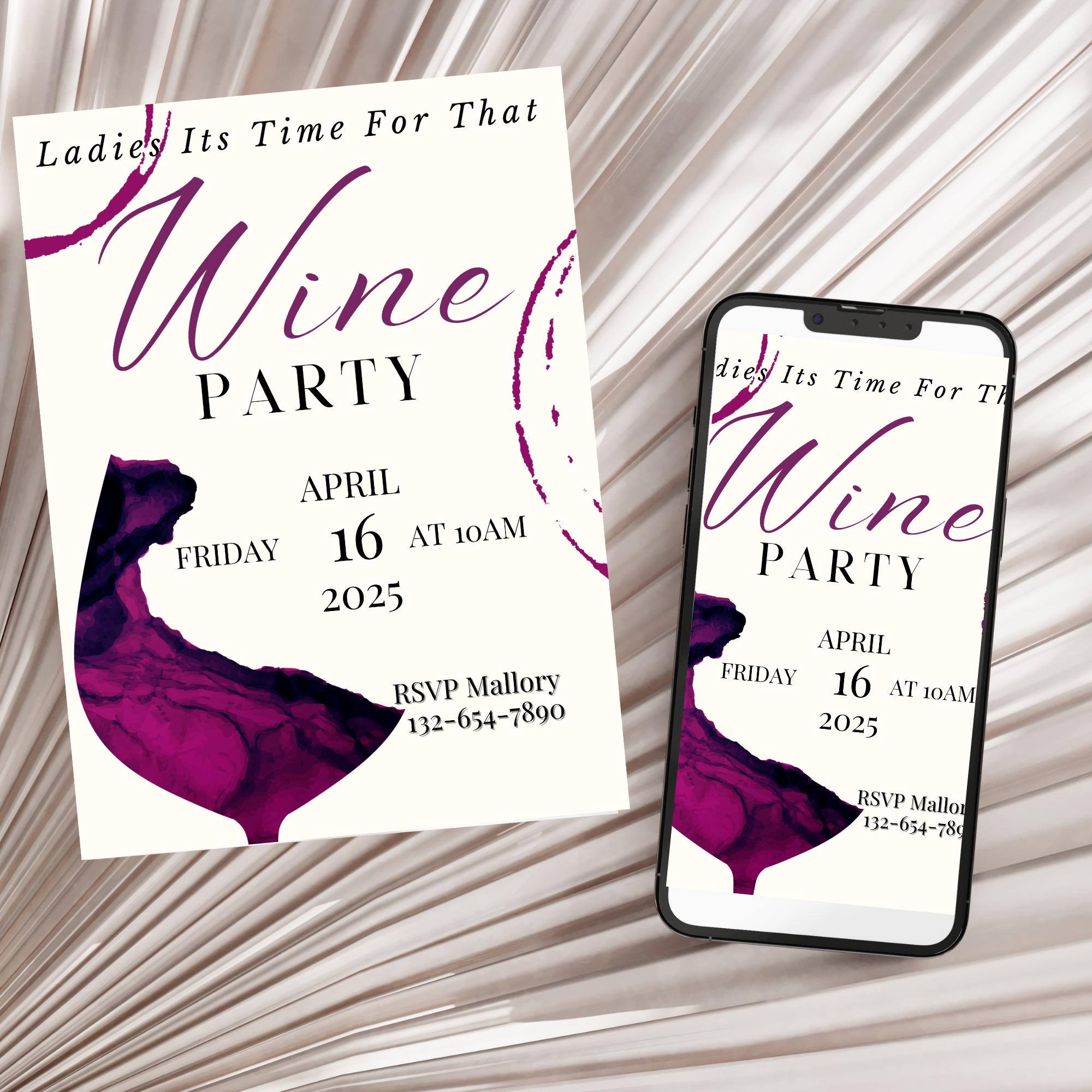 Custom Wine Party Invitation - Elegant Wine Tasting Invite ...