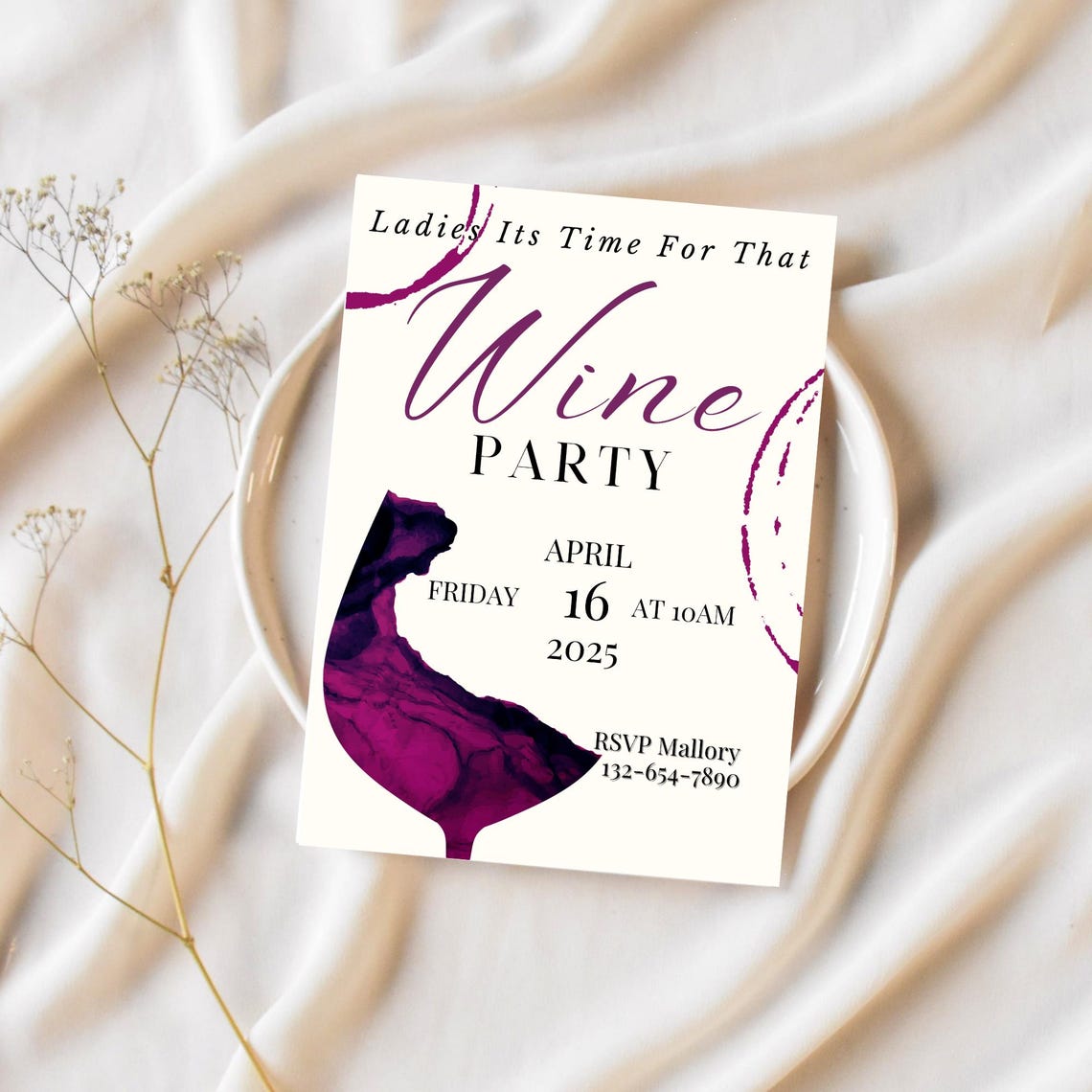 Custom Wine Party Invitation - Elegant Wine Tasting Invite ...