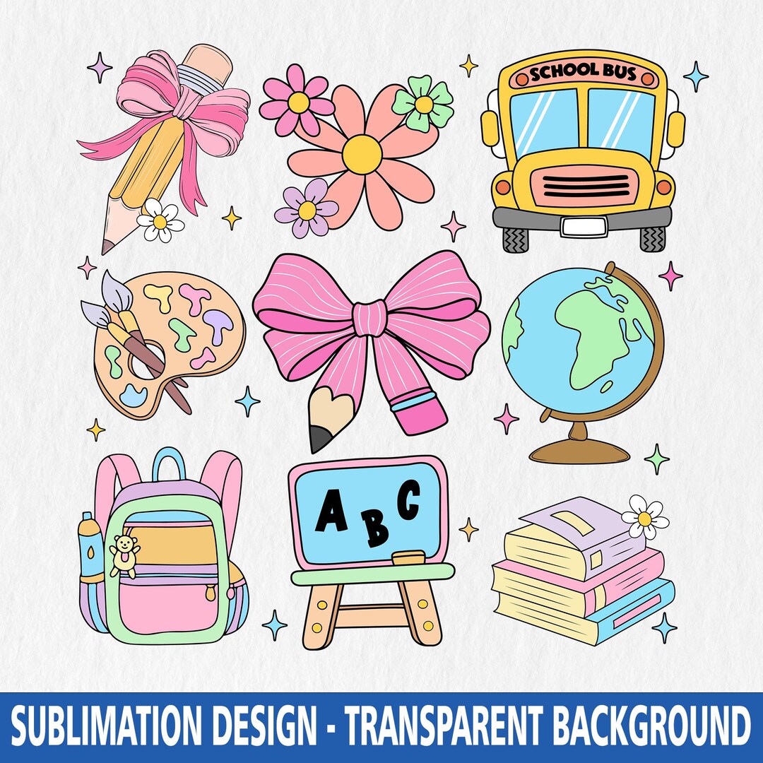 Coquette Back to School Png, First Day of School Png, School Bus Png ...