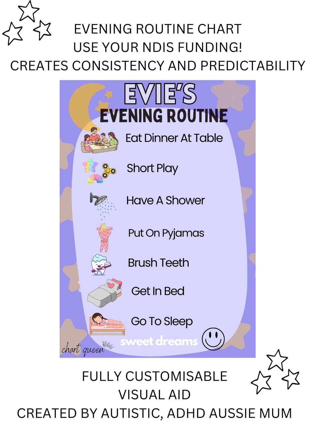 Evening Routine Editable Template NDIS Fully Customisable School ...