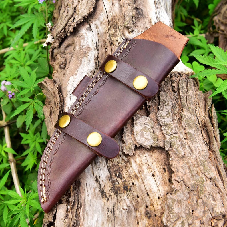 Horizontal Carry Fixed Blade Knife Leather Sheath Holster Sharpening ...
