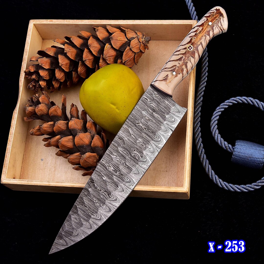 12”handmade Fixed Damascus Blade Chef Knife Kitchen Cutlery Japanese ...