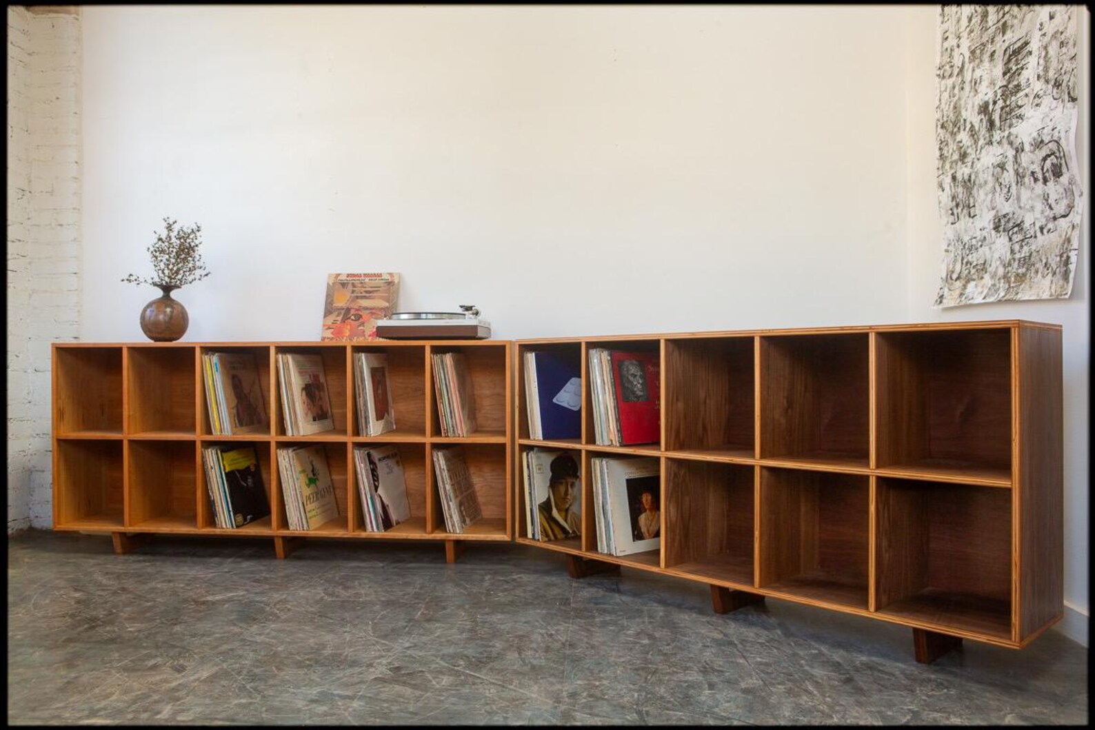 Lofi Double Decker Vinyl Storage Unit With Mid Century Modern Stylings ...