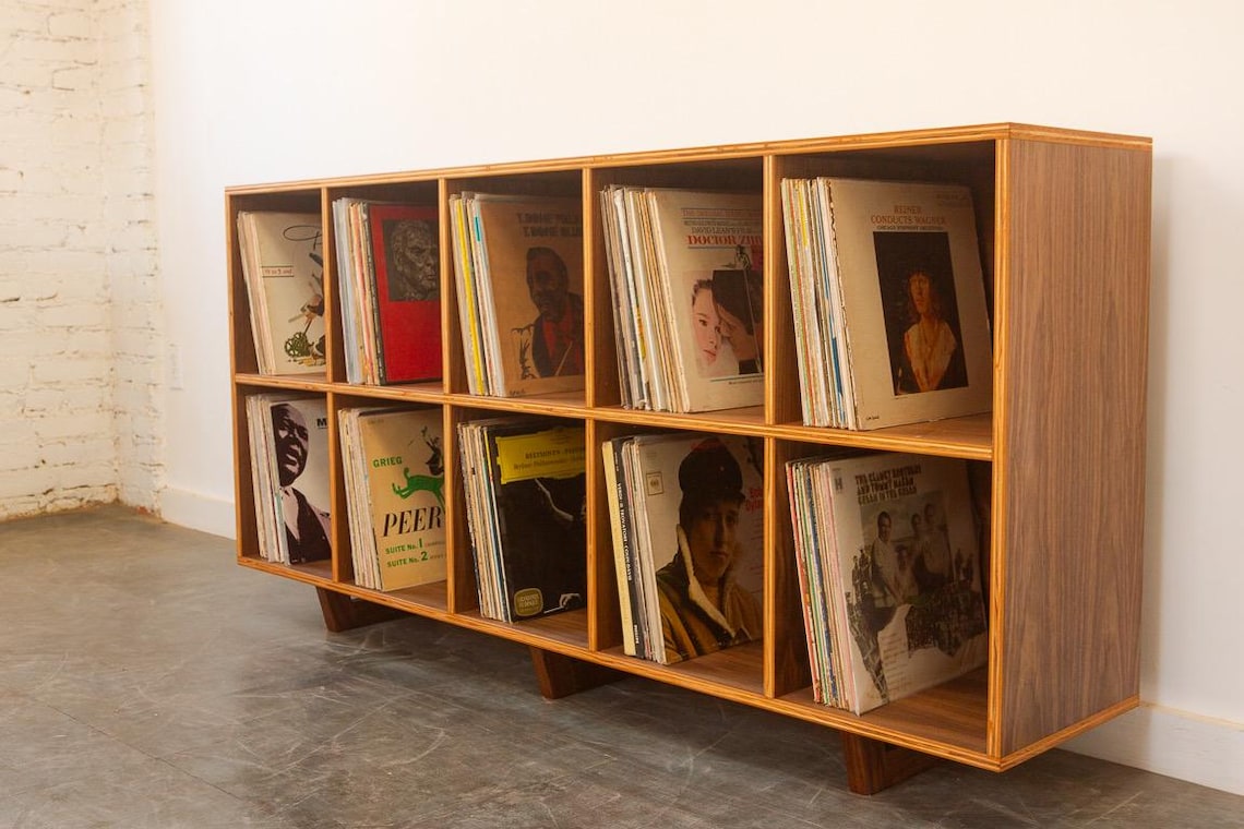 Lofi Double Decker Vinyl Storage Unit With Mid Century Modern Stylings ...