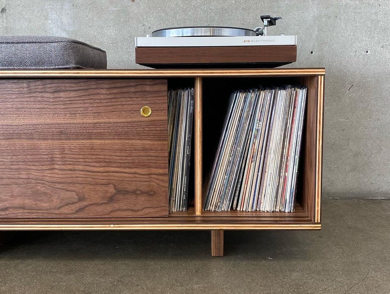 The Lo-fi Vinyl Storage Bench With Sliding Doors - Etsy