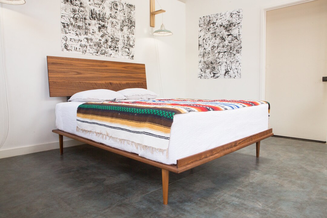 Walnut Thin Edge Platform Bed - Etsy