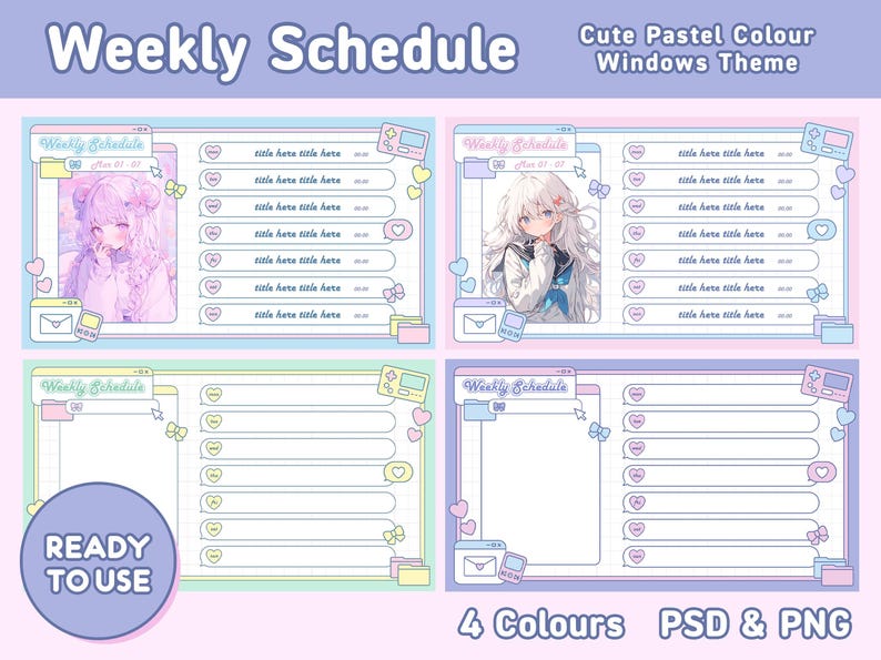 Stream Weekly Schedule | Twitch, Vtuber | Cute Pastel Color Windows - Etsy