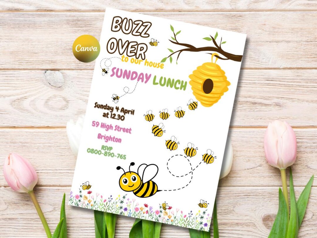 Editable Spring Party Invitation, Spring Lunch Template, Birthday Lunch ...