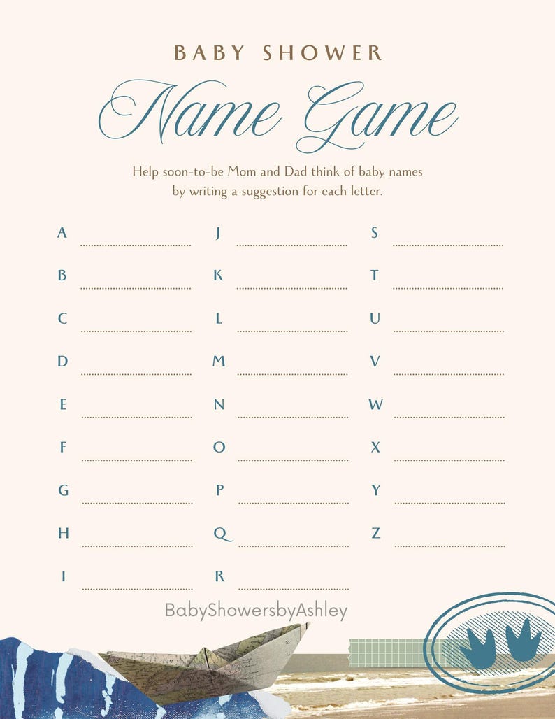Name Game Printable Baby Shower Game - Etsy