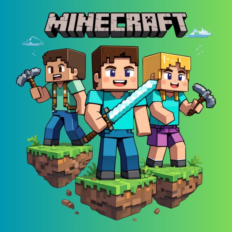 Mine PNG Clipart Bundle | Pixel Gamer Characters & Mining Art | Kids ...