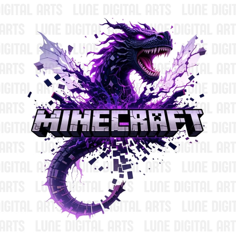 5 Pixel Gaming Logos | Ender Dragon, Nether Portal, Pixel Art | Digital ...