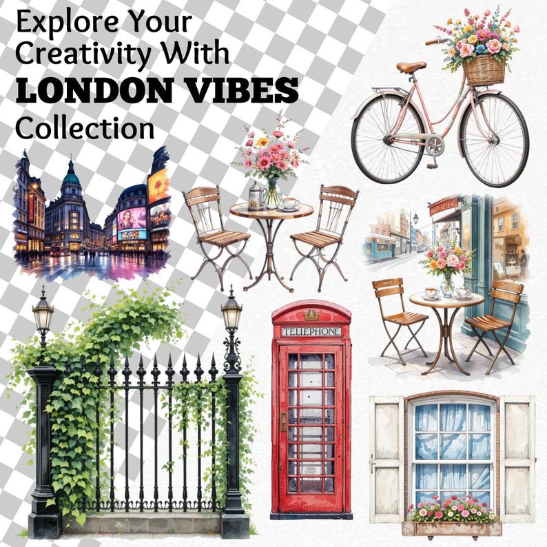 72 Watercolor London Vibes Clipart PNG, Big Ben Illustration ...