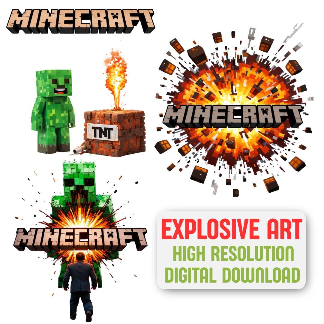 Creeper PNG Bundle, TNT Explosion Digital Download – High-resolution ...